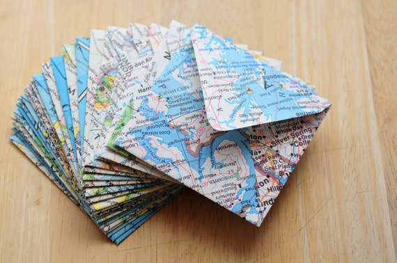 Map Mini Cards // Set of 10 // Blank Cards // Enclosure Cards | Etsy