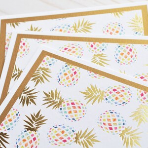 Pineapple Note Cards // Blank Cards // Colorful Pineapples // Gold Foil ...