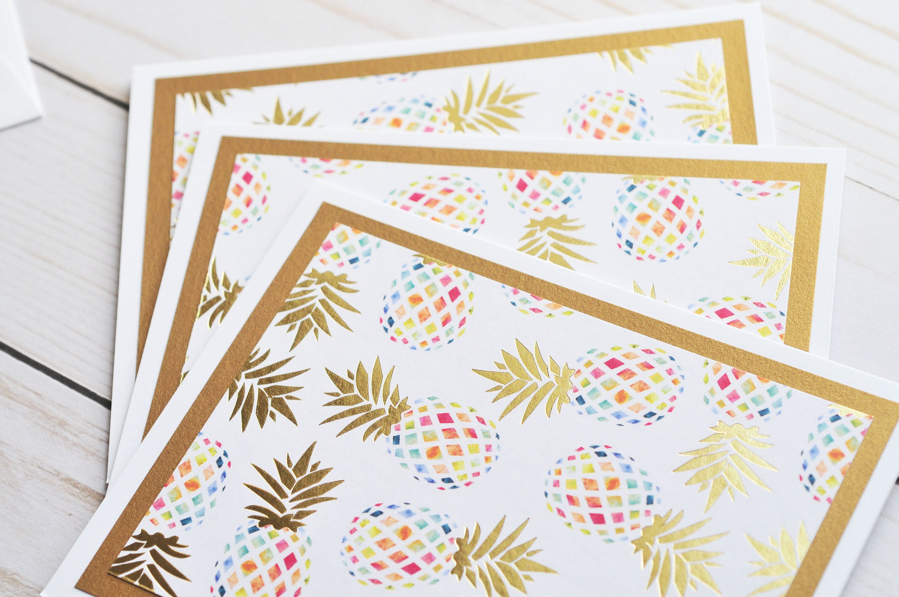 Pineapple Note Cards // Blank Cards // Colorful Pineapples // | Etsy