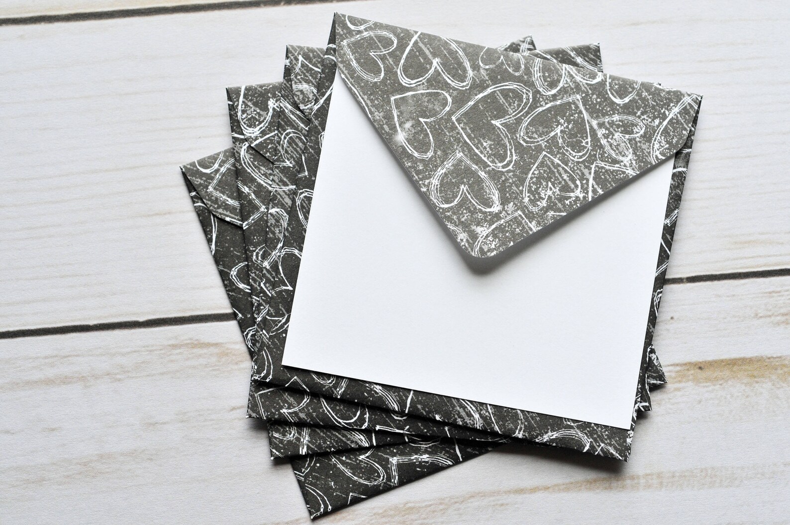 Black & White Heart Mini Cards // Set of 4 // Blank Cards // - Etsy