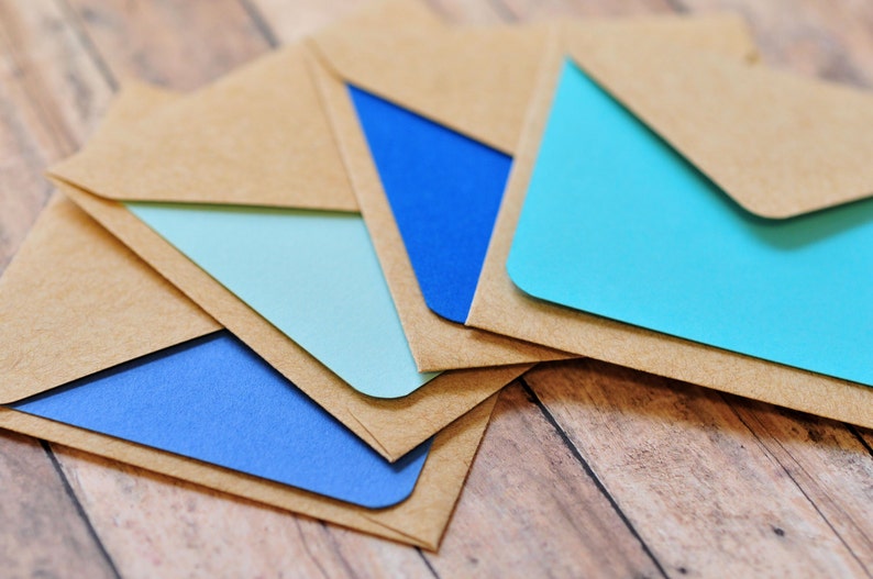 Blue Mini Cards // Blank Cards // Shades of Blue // Mini Card - Etsy