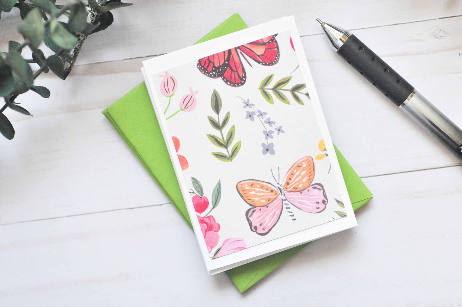 Butterfly Garden Mini Cards // Set of 4 // Botanical // Blank - Etsy