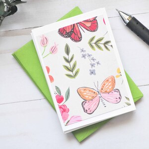 Butterfly Garden Mini Cards - Set of 4 // Botanical // Blank ...