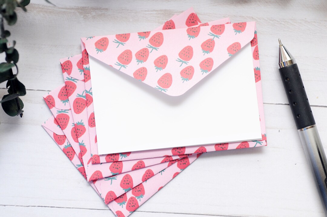 Strawberry Field Mini Cards - Set of 4 // Blank Cards // Gift Card ...
