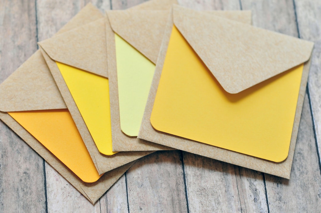 Shades of Yellow Mini Cards — Blank Note Set With Kraft Envelopes for ...