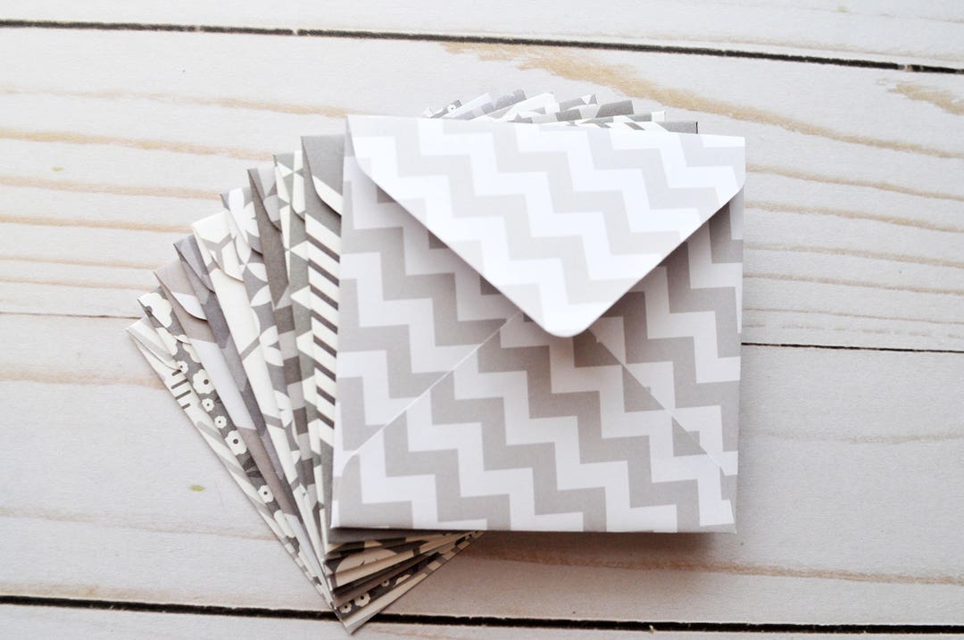 Gray Patterned Mini Cards // Blank Cards // Enclosure Cards // Gift ...