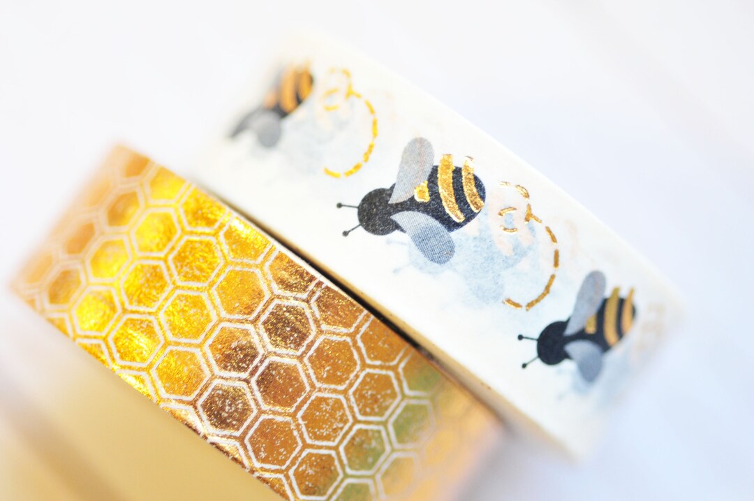 Honey Bee Washi Tape – Honeycomb & Insect Designs - 2 Rolls, 15mm X ...