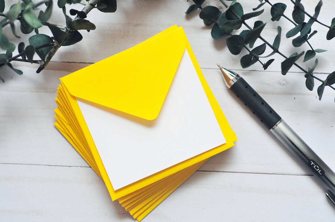 Mini Envelopes Lemon Drop // Set of 10 // Bright Yellow // Square ...