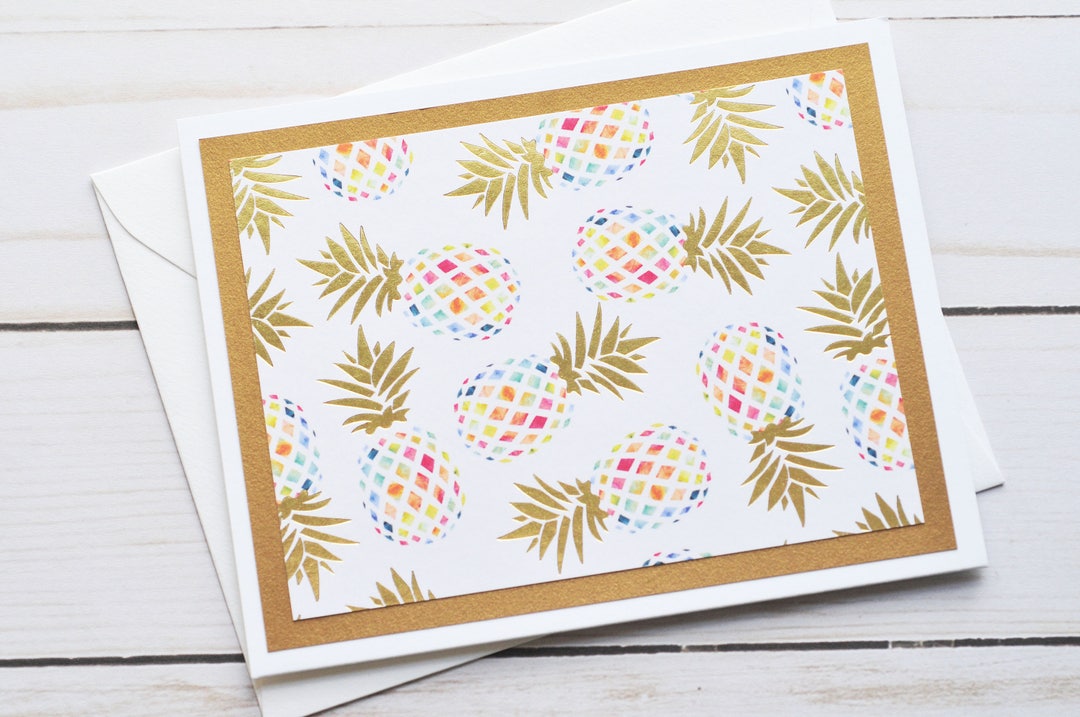 Pineapple Note Cards // Blank Cards // Colorful Pineapples // Gold Foil ...