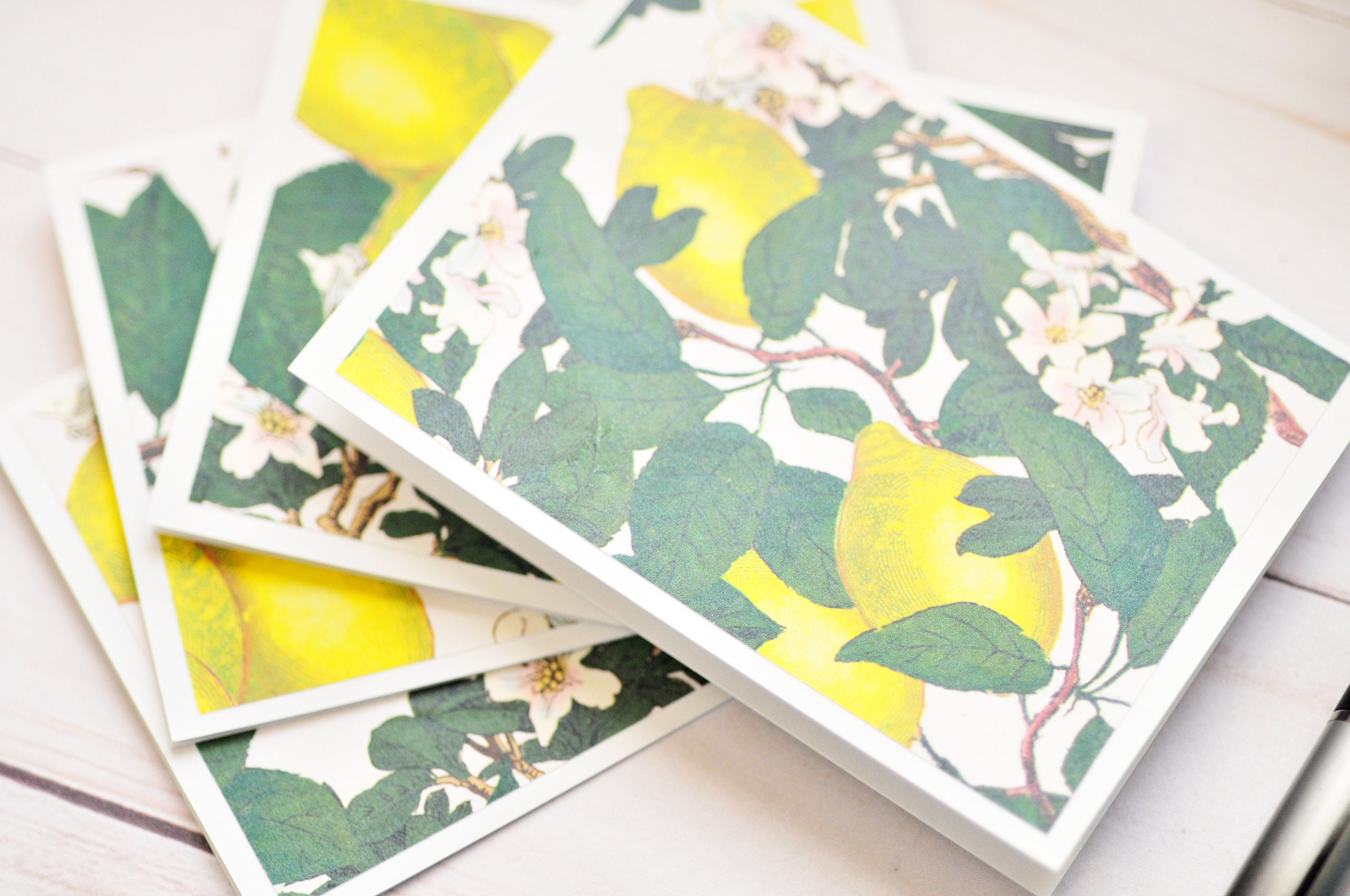 Lemon Mini Cards // Set of 4 // Blank Cards // Citrus // | Etsy