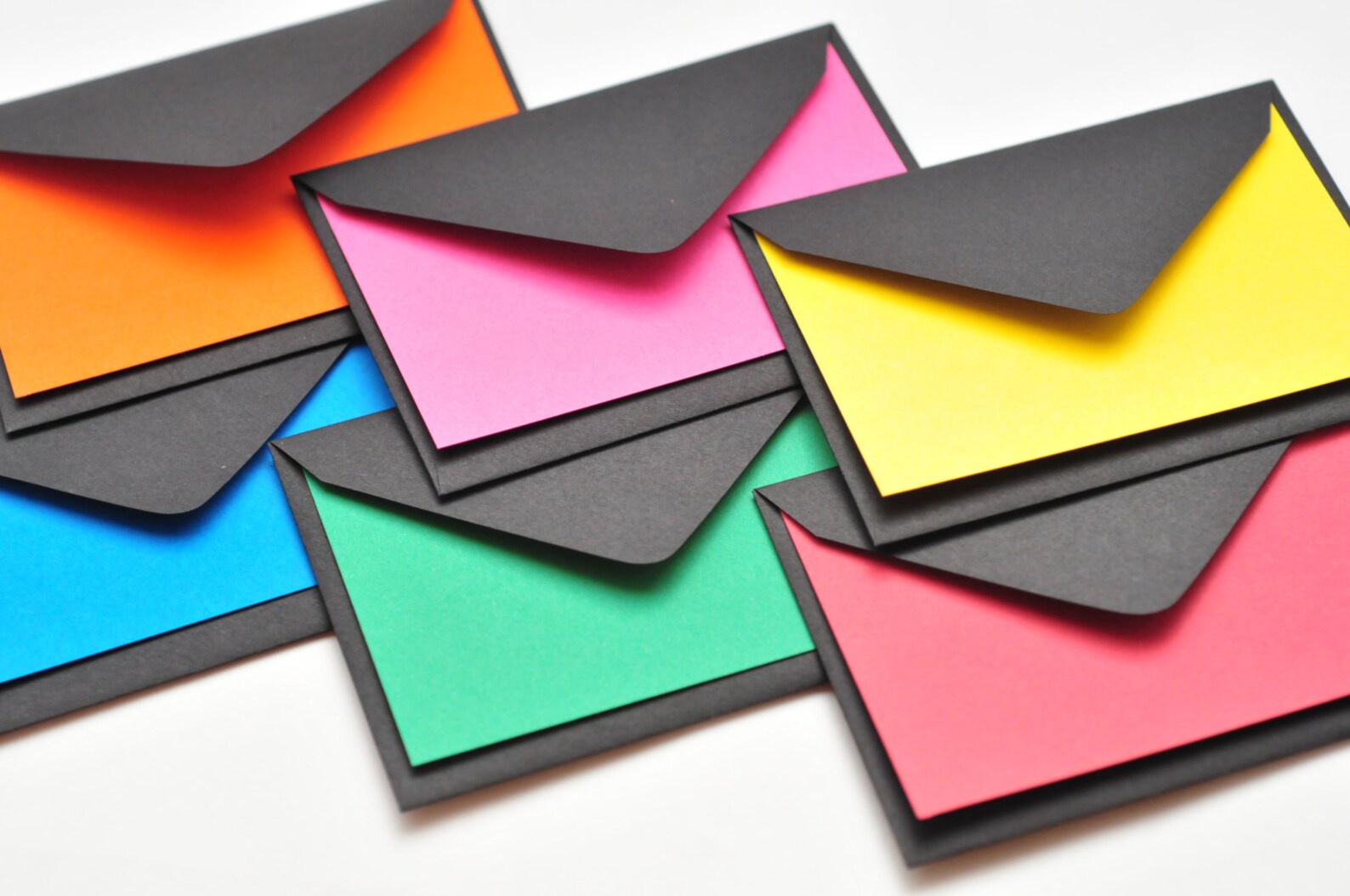 Black Mini Envelopes With Colorful Cards // Mini Cards // Set - Etsy