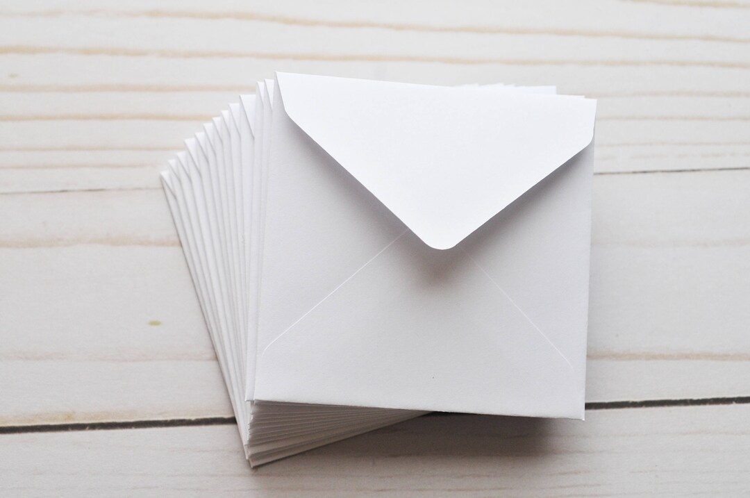 Mini Envelopes - White // 3.25" or 3.5" // Set of 10 // Blank Card ...