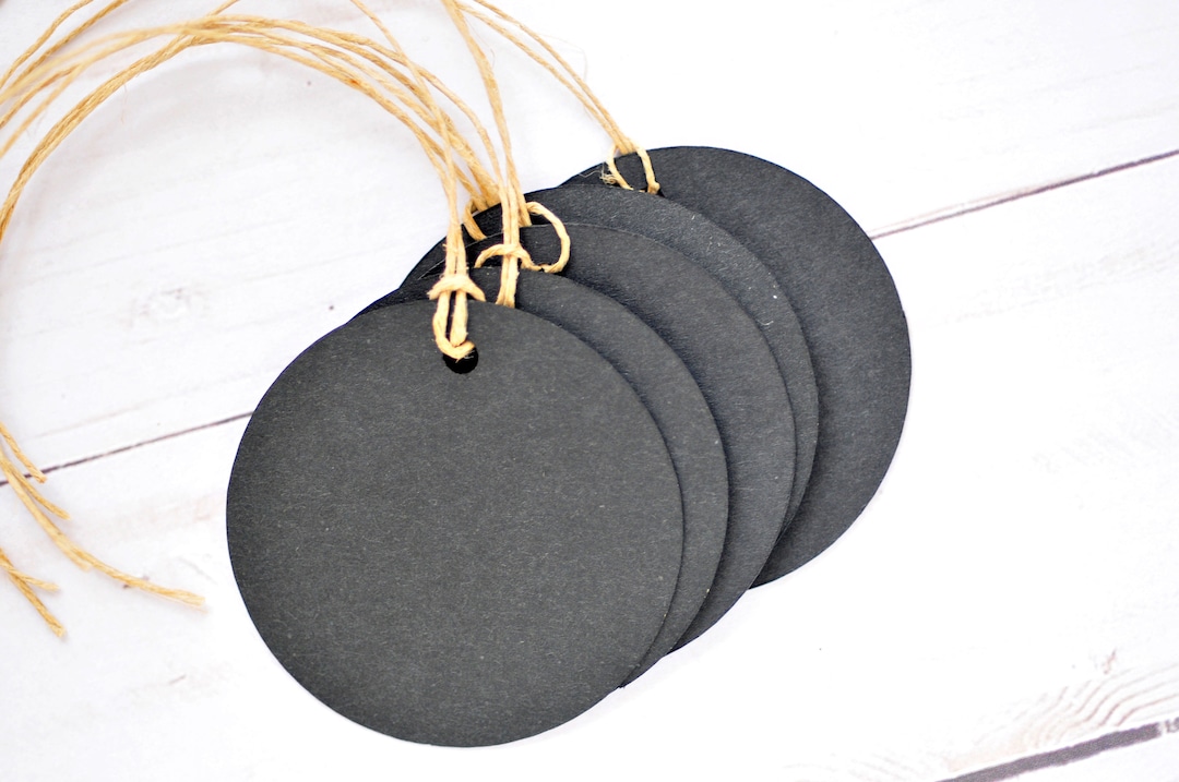 Round Gift Tags - Black – Set of 50 - Packaging Labels, Favor Tags ...