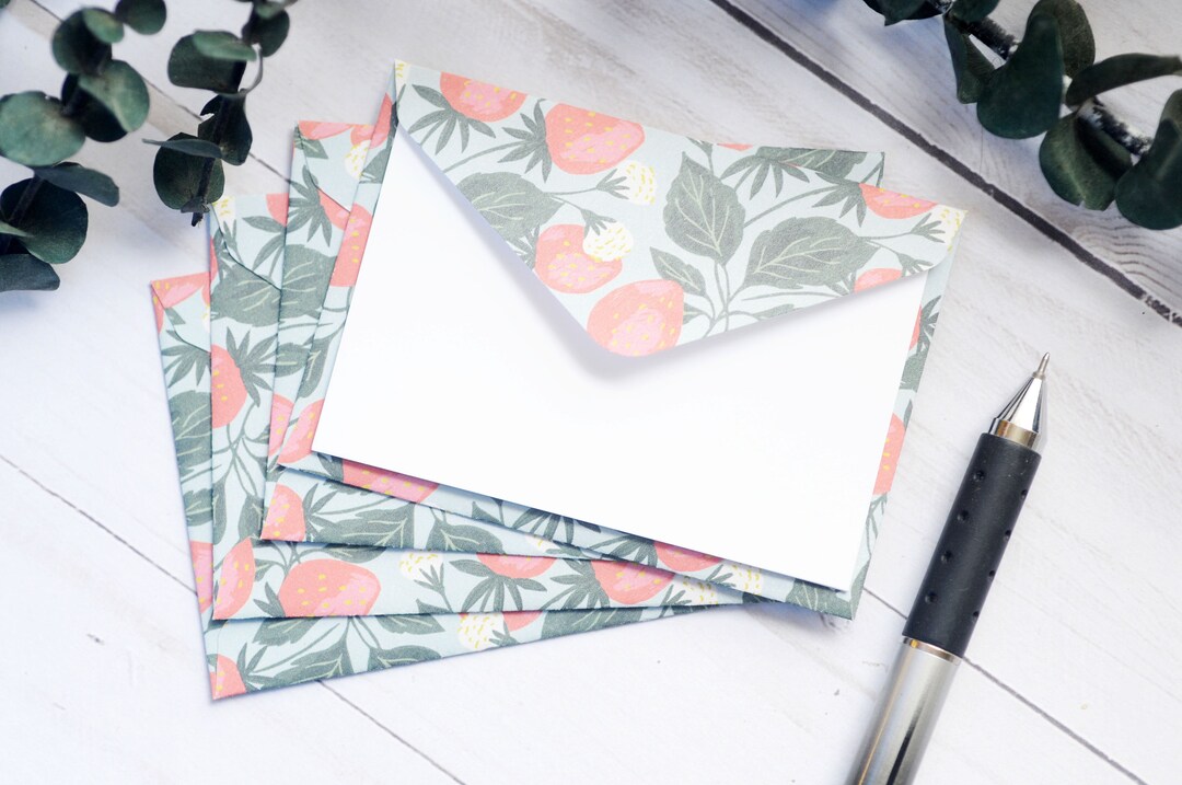 Strawberry Field Mini Cards - Set of 4 // Blank Cards // Gift Card ...