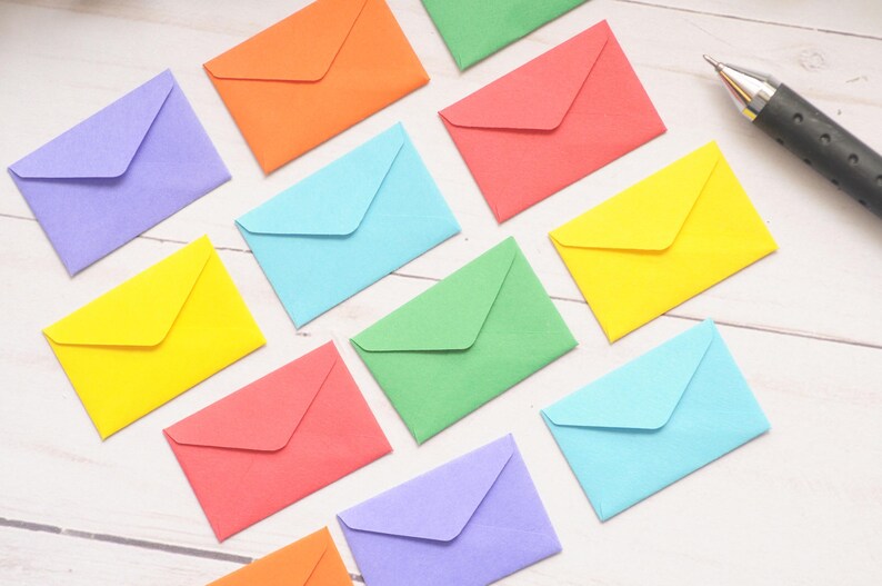Rainbow Tiny Envelopes – Set of 12 - 1x1.5 Inch - Blank Love Notes ...