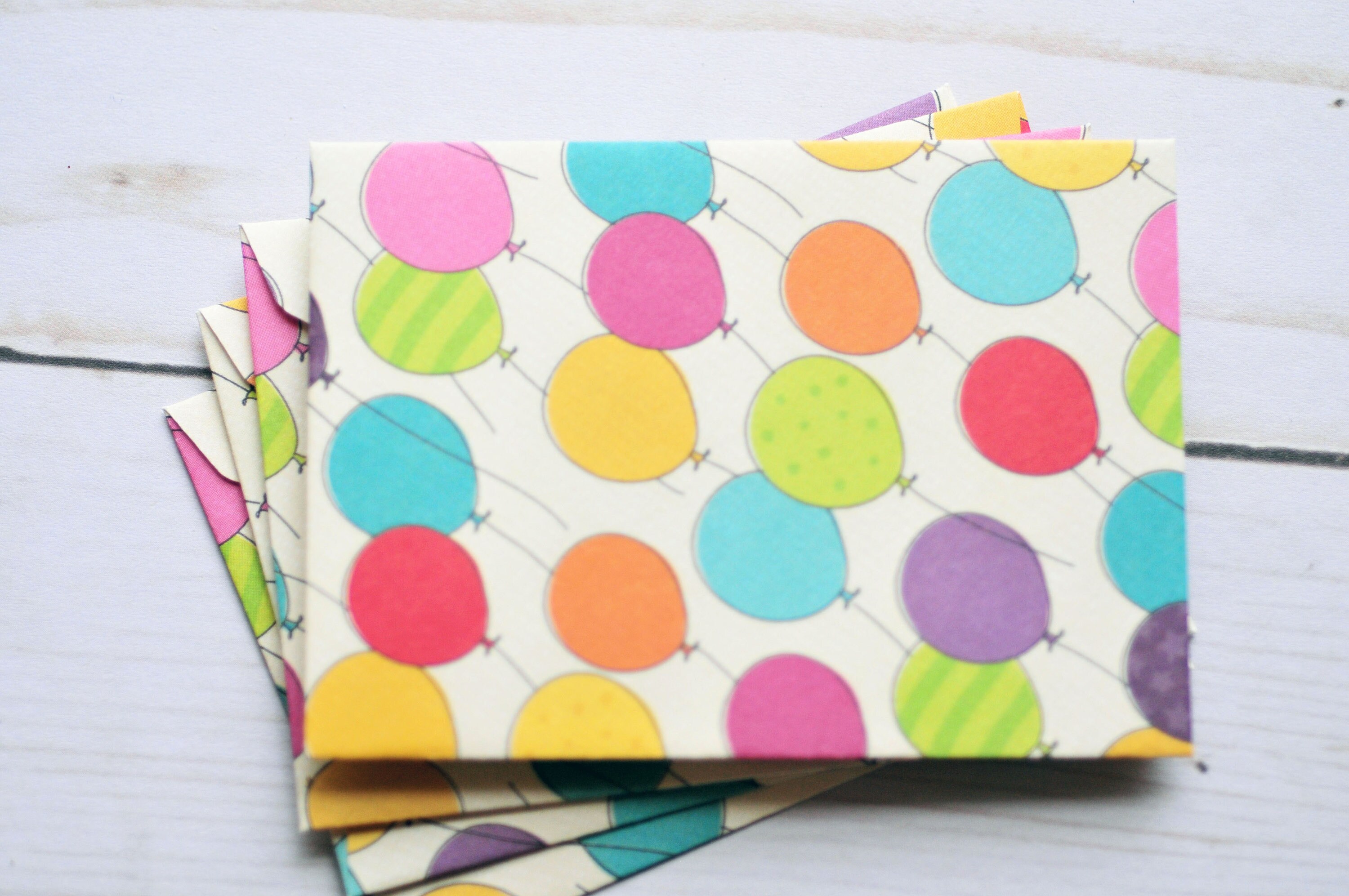 Colorful Balloon Mini Cards // Set of 4 // Blank Cards // | Etsy