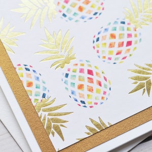 Pineapple Note Cards // Blank Cards // Colorful Pineapples // Gold Foil ...