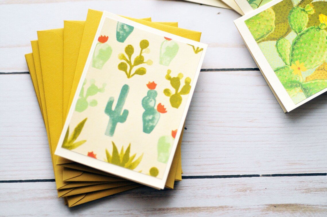 Cactus Mini Cards // Blank Cards // Gift Card Envelopes // - Etsy