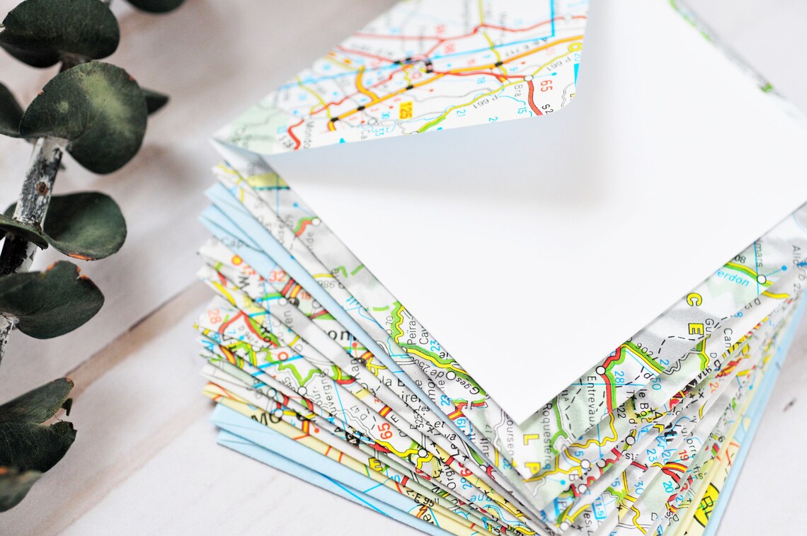 Map Mini Cards // Set of 10 // Blank Cards // Enclosure Cards - Etsy