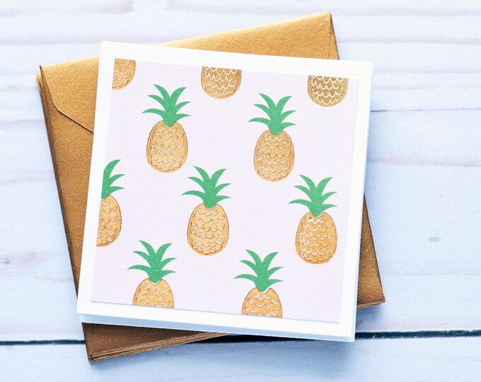 Golden Pineapple Mini Cards // Set of 4 // Tropical Cards // - Etsy