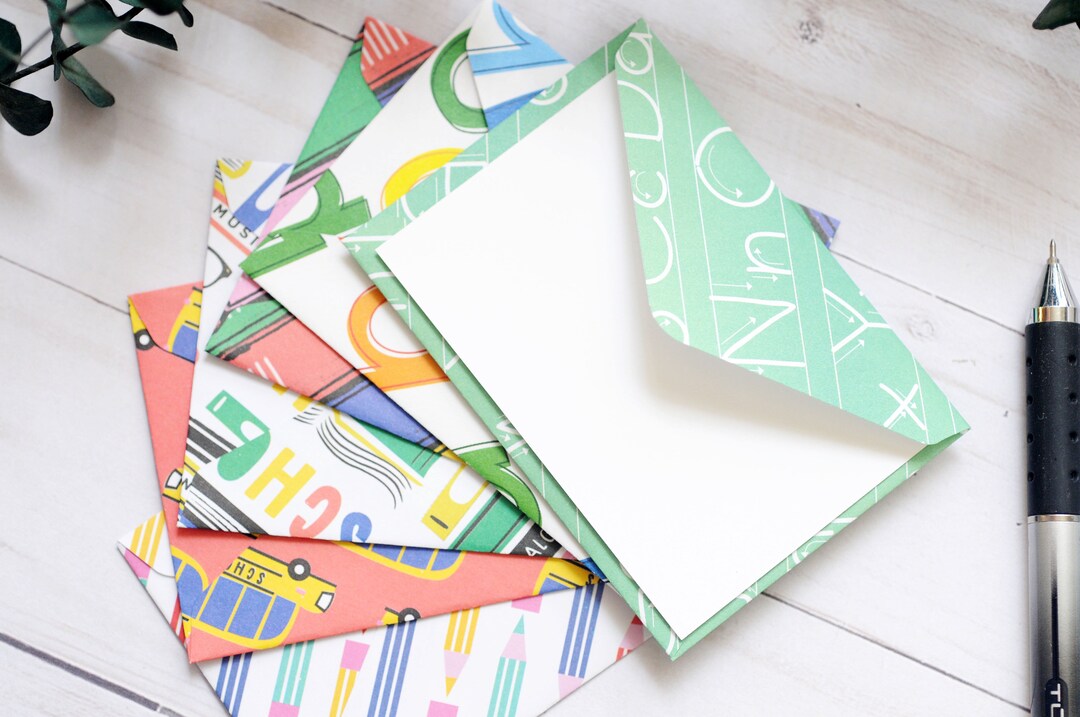 Back to School Mini Cards & Envelopes – Set of 6 - Blank Notes for ...