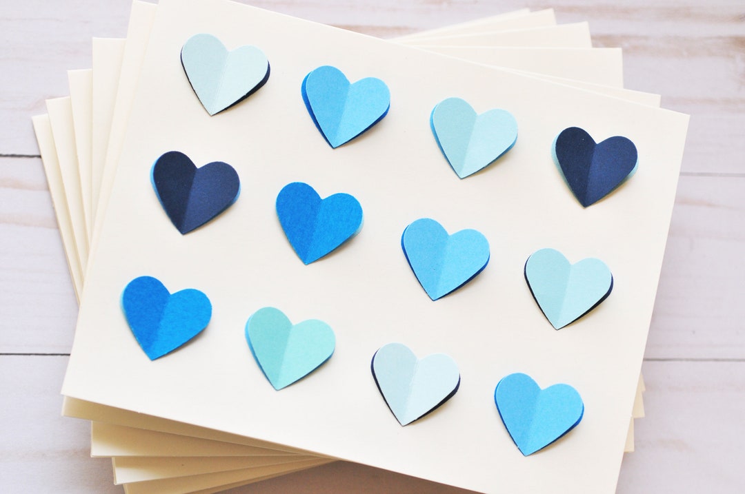 Blue Heart Greeting Card // Blank Card // Love Note // Note Cards ...