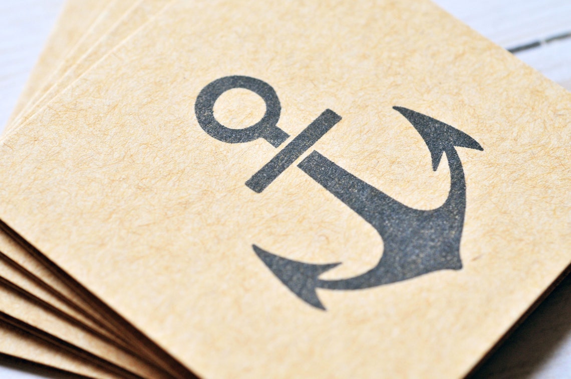 Anchor Mini Cards – Nautical Kraft Note Cards With Envelopes for Gifts ...