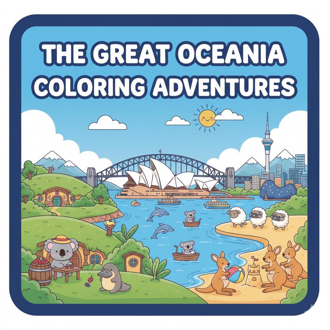 Oceania Coloring Book: Kawaii Australian Animals (digital Download) - Etsy