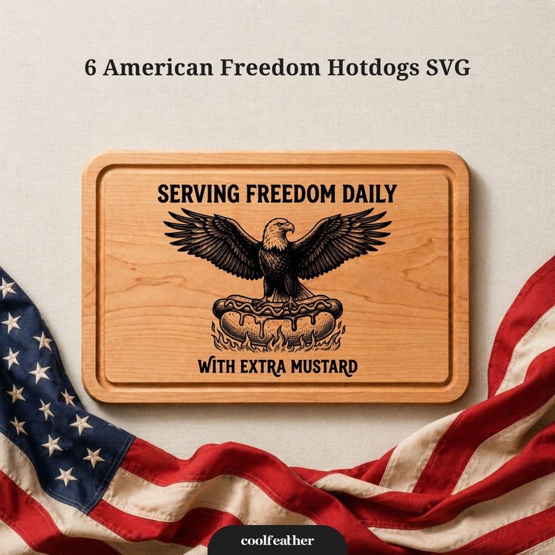 6 Patriotic BBQ SVG Files, American Charcuterie Board Engraving ...