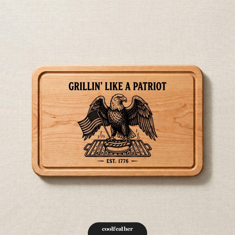 6 Patriotic BBQ SVG Files, American Charcuterie Board Engraving ...