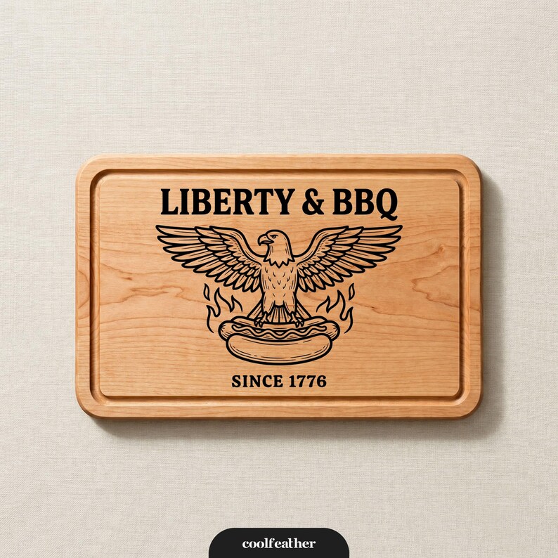 6 Patriotic BBQ SVG Files, American Charcuterie Board Engraving ...