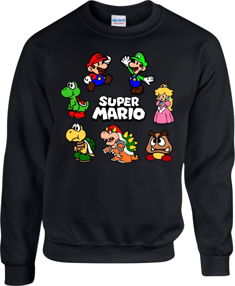 Super Mario Universe Characters Hoodie, Vintage Video Game Fan Jumper ...