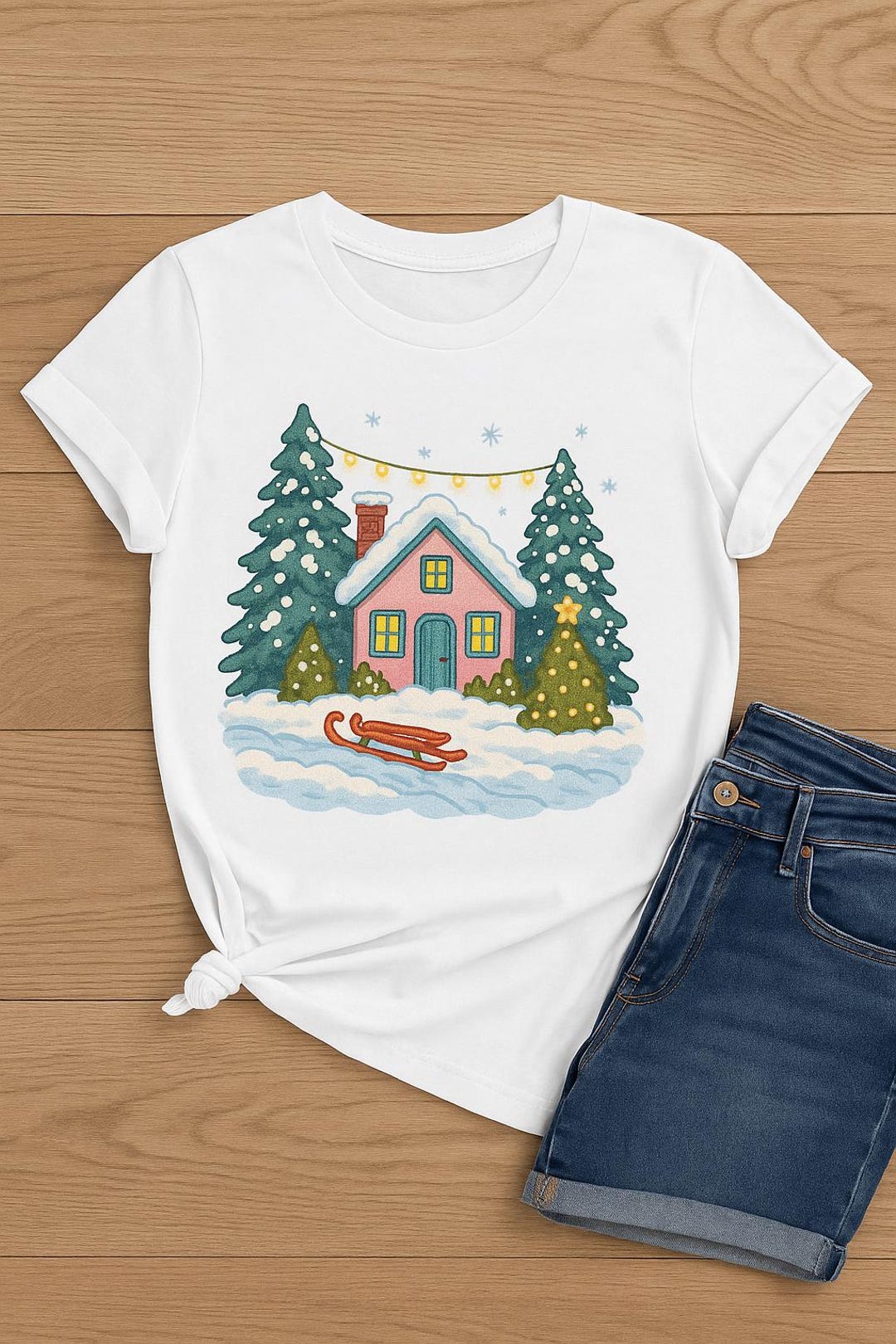 Cozy Pink Winter Cabin PNG | Christmas Snow House Clipart | Festive ...