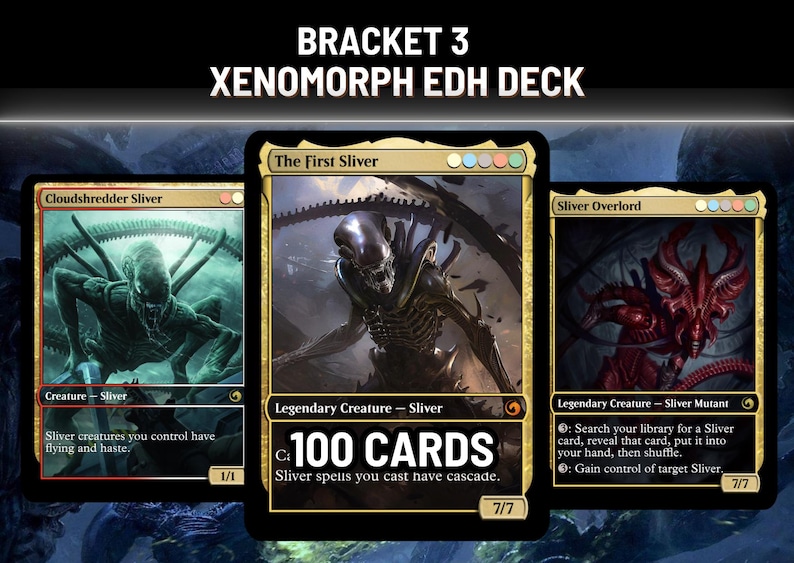 Xenomorph Alien Slivers Proxy Commander Deck, Custom Art MTG EDH Deck ...