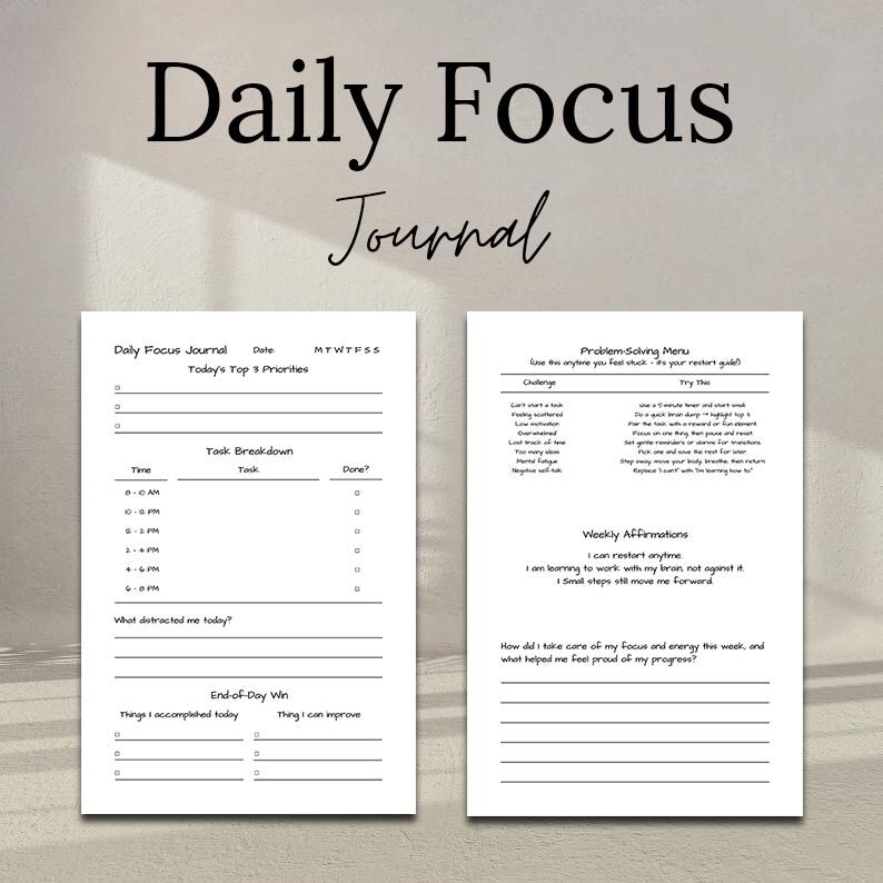 Daily Focus Journal: Mindful Productivity Planner, Clarity & Calm - Etsy