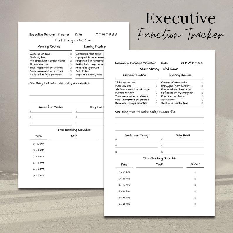 ADHD Daily Planner: Executive Function Tracker, Time Management ...