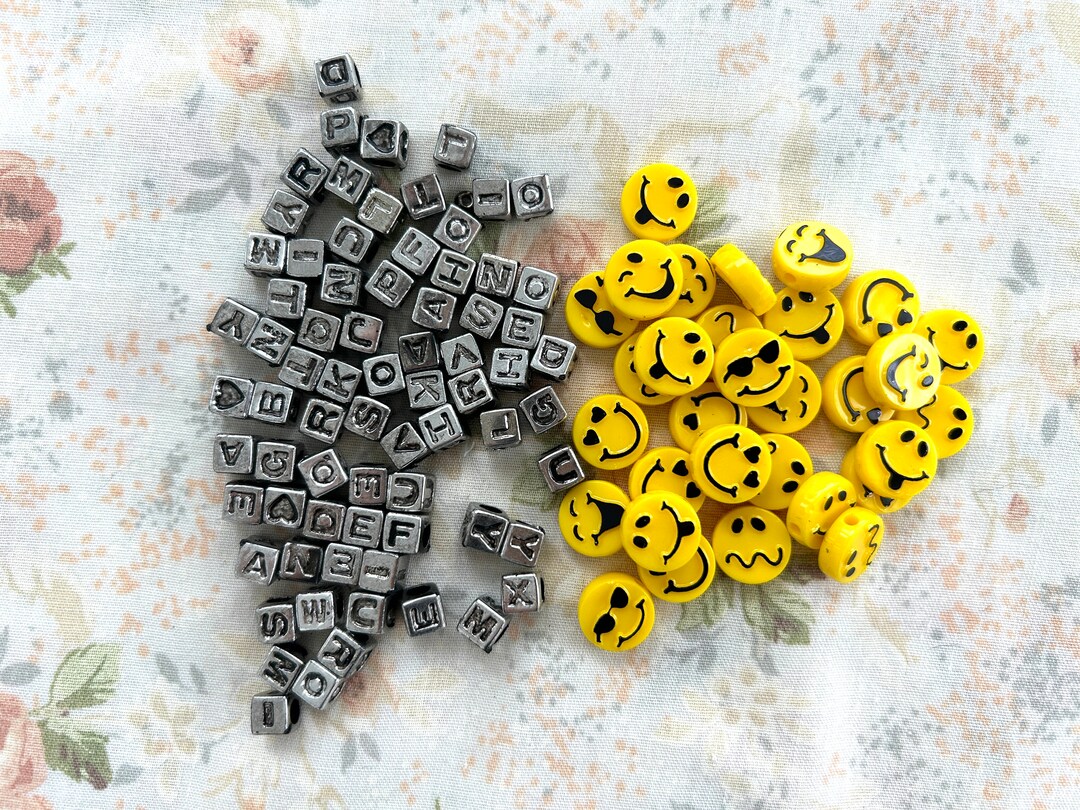 Vintage Smiley Face and Alphabet Block Beads - Etsy