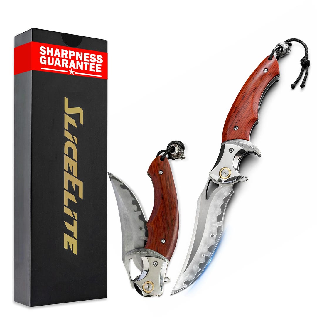 Sliceelite Fire Lotus Folding Knife Japanese SKD11 Sanmai Steel Blade ...