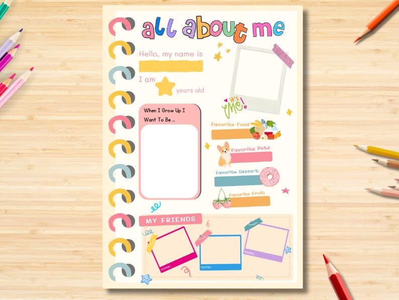 2026 New Year | All About Me Printable Worksheet, Back to School ...