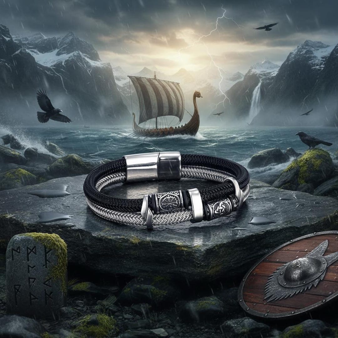 Norse Runes Stainless Steel Bracelet – Viking Double Layer Bangle - Etsy