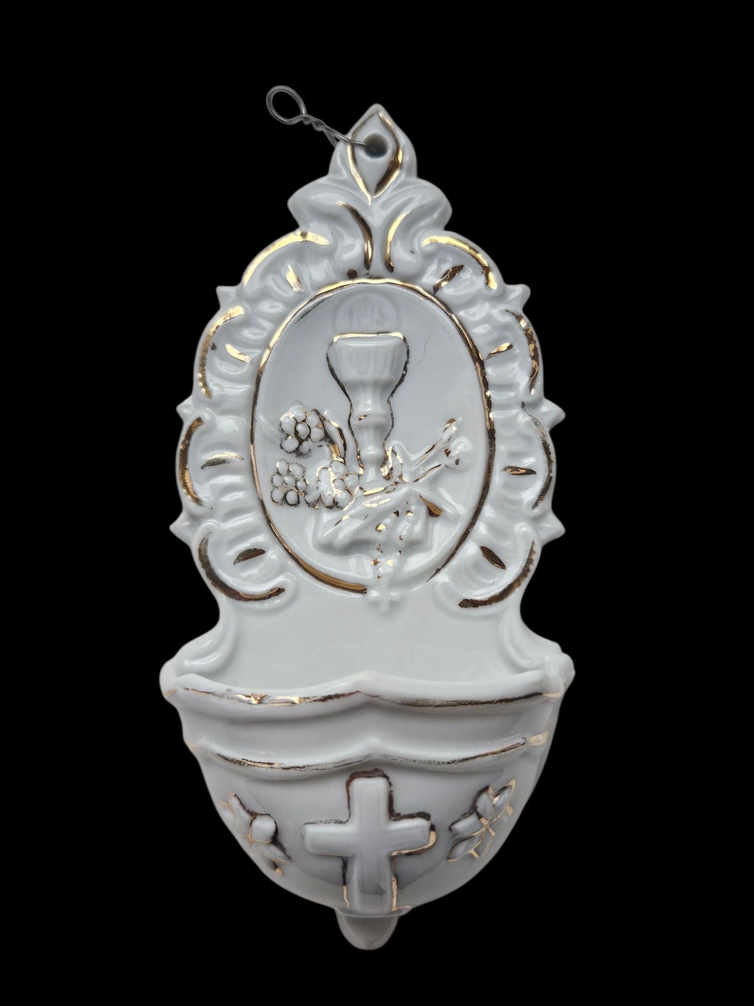 Vintage Porcelain Holy Water Font | First Communion Calice Decor - Etsy