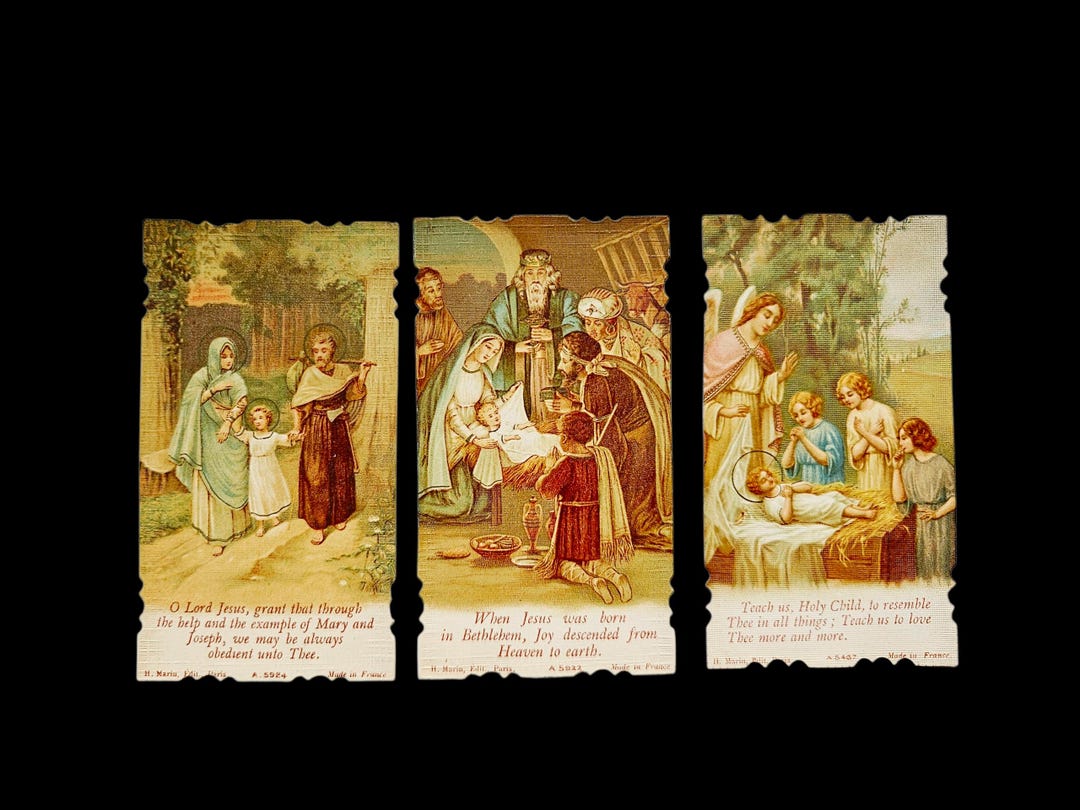 Vintage French Holy Cards Set Nativity & Holy Family H. Marin Paris - Etsy