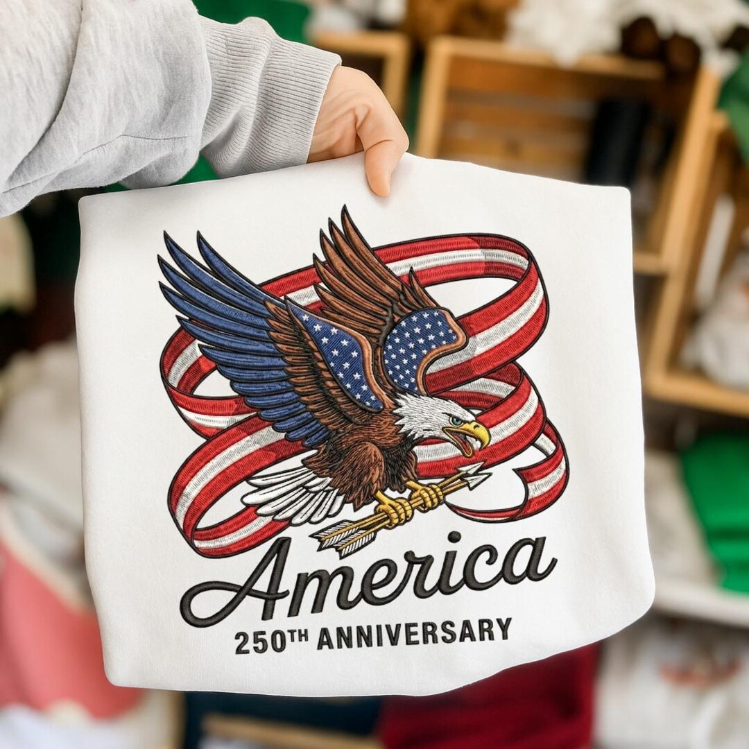 America Eagle 250th Anniversary With Flag Embroidery Design, Instant ...