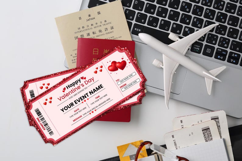 Valentine Surprise Ticket Template, Editable Love Event Ticket ...
