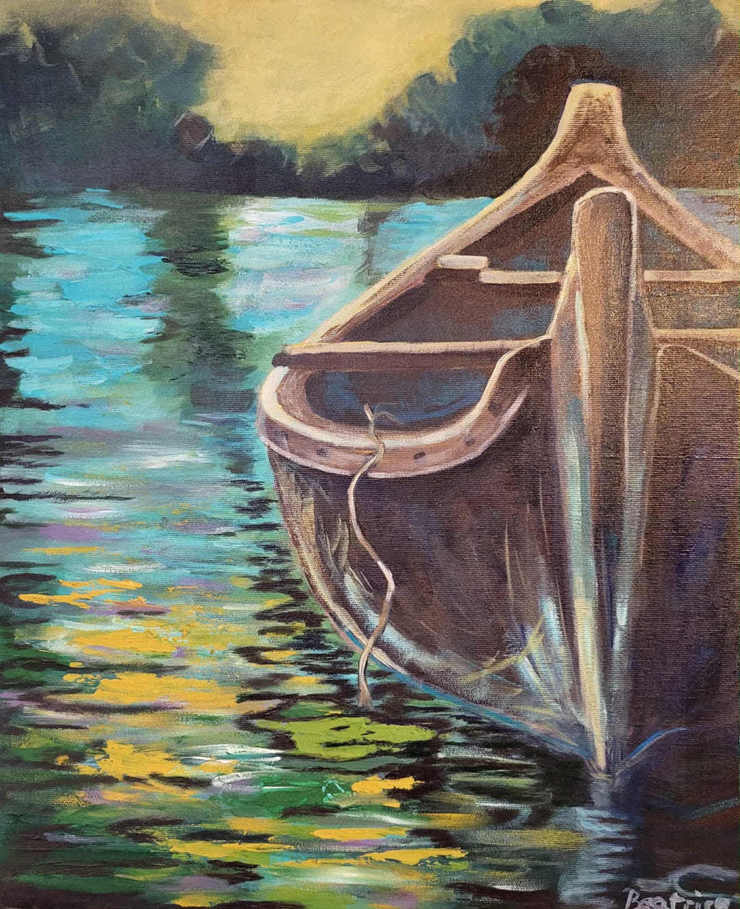 Still Waters – Acrylic Boat Painting on Canvas - Etsy