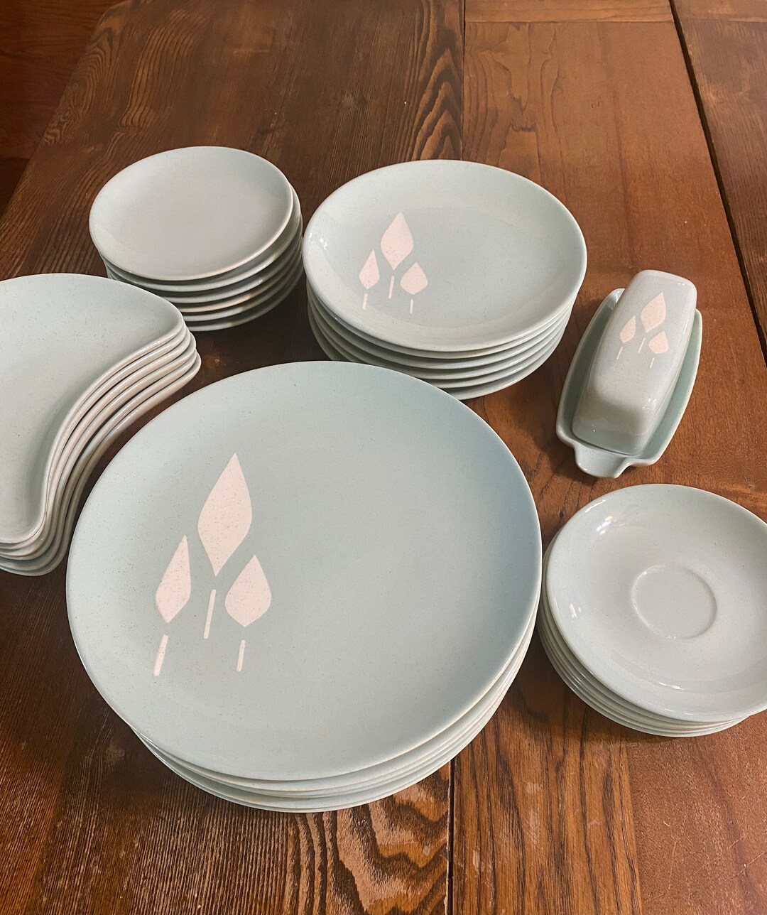 Vintage 60s Franciscan Earthenware Cypress Dishes Aqua Mid Century ...