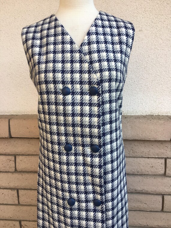 Vintage 70s Double Breasted Jumper Dress Navy Blue Gr… - Gem