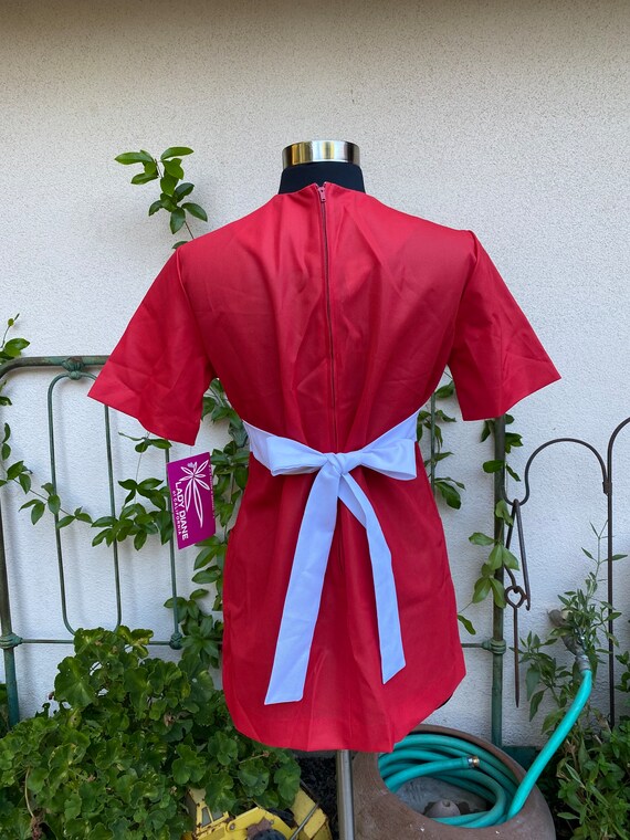 1970s NWT Red Micro Mini Babydoll Dress Tunic Color B… - Gem