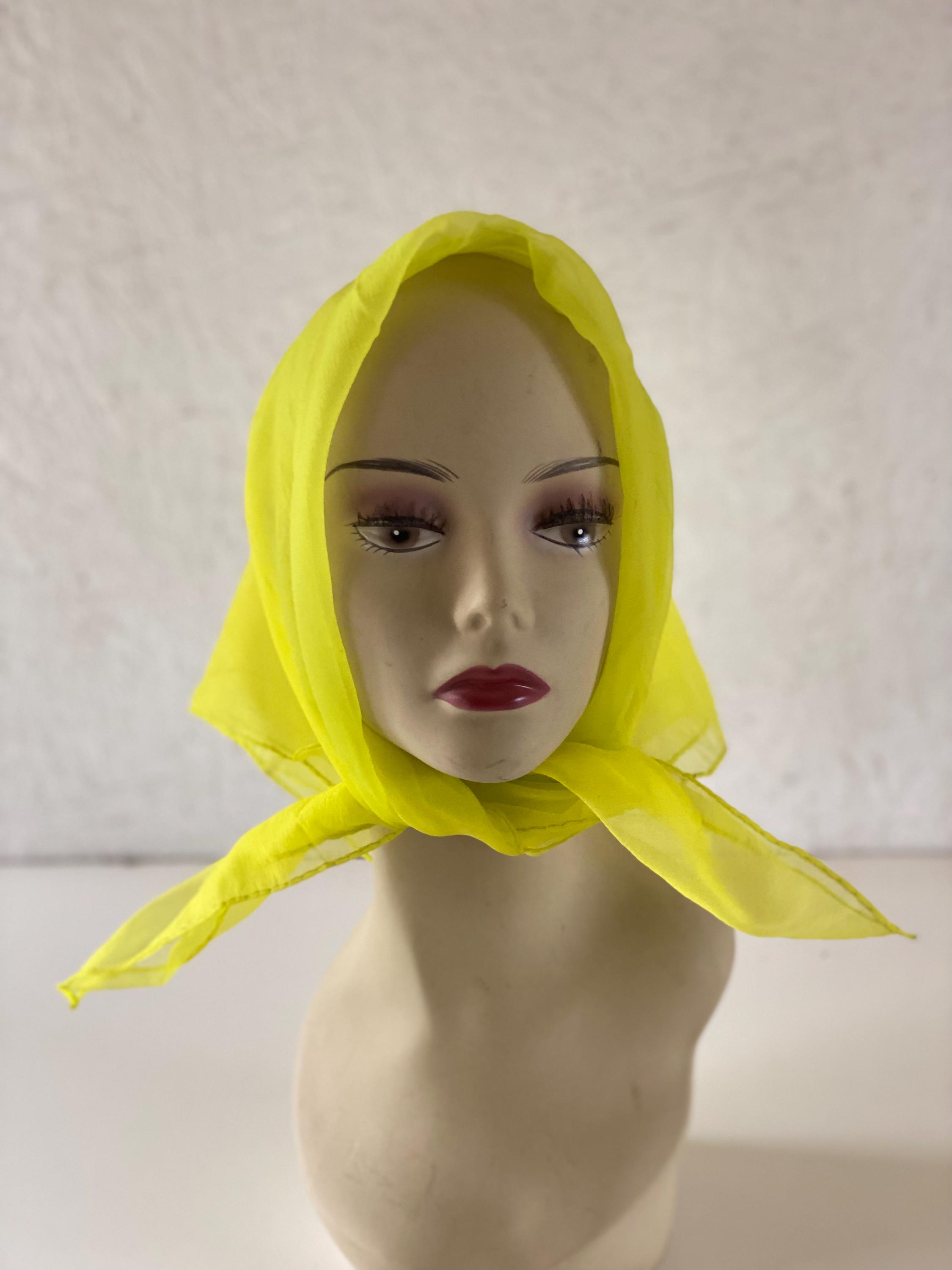 Vintage 60s Chartreuse Nylon Sheer Head Scarf Nylon Hair Accessory Made ...