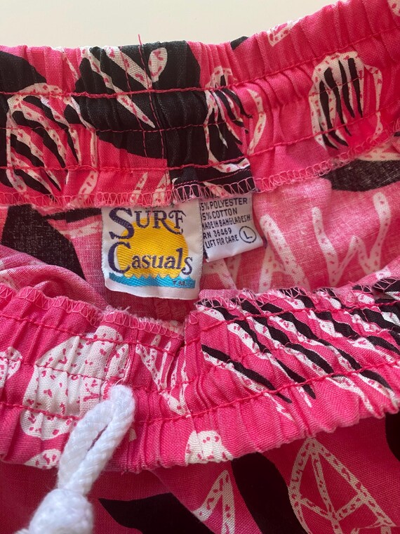 Vintage Deadstock 90s "Heat Wave" Surf Shorts Pink Ab… - Gem
